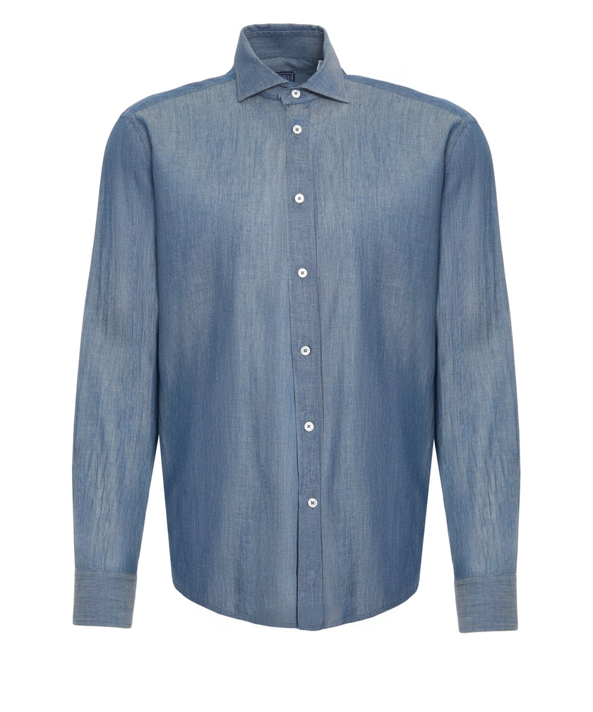 Fedeli Camicia in cotone 'Sean' Blu Uomo – MAXIMILIAN.it